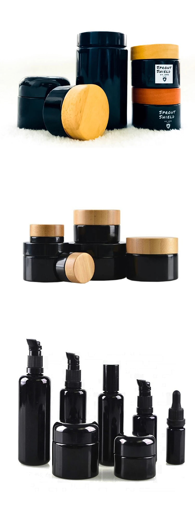 Luxury Violet Glass Jars with Wood Lids - Perfect for Cosmetics