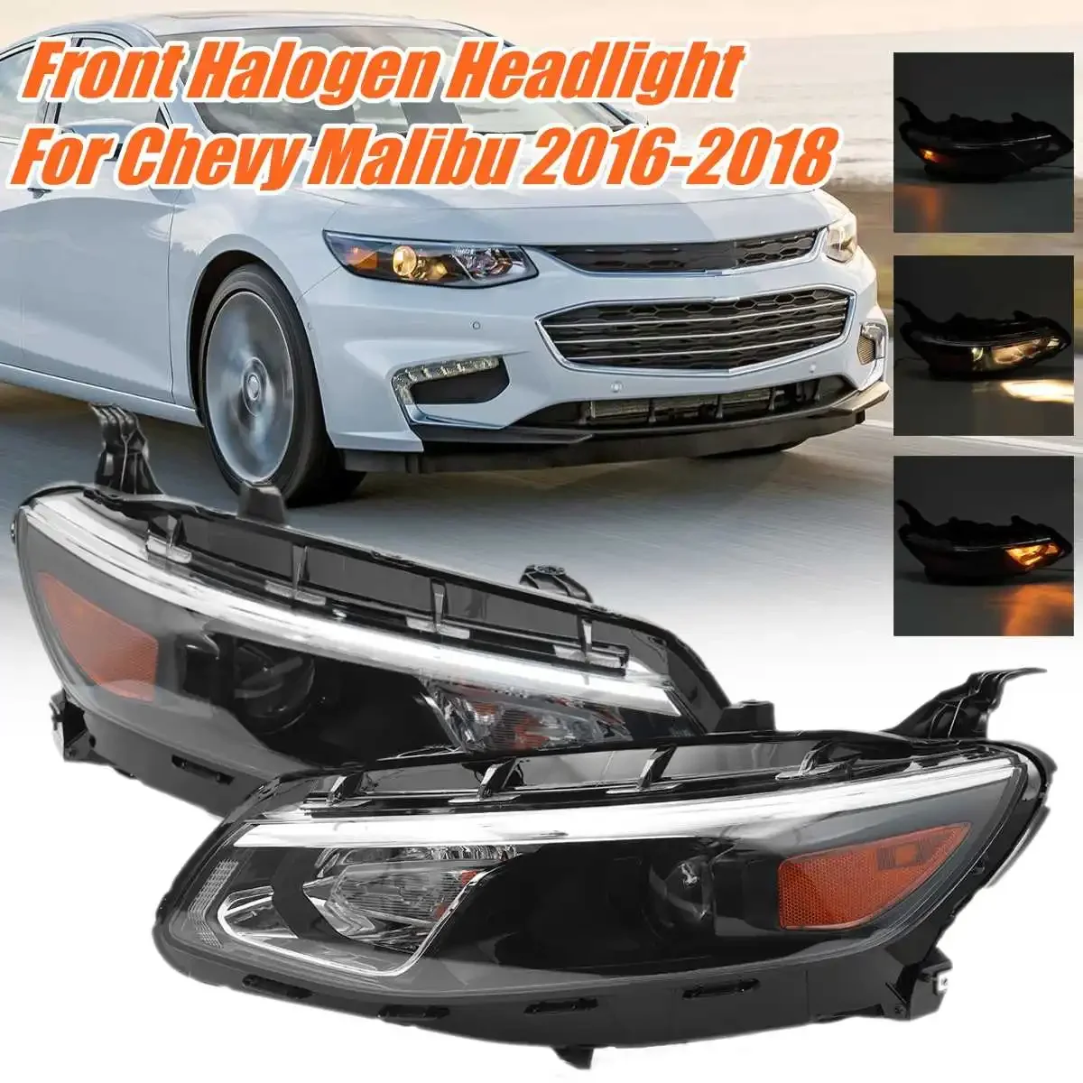 Pair Car Front Headlight Head Lamp For Chevy Malibu 2016 2017 2018 ...