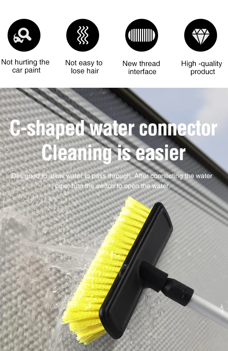 Portable Water Flow Through Cleaning Brush Detachable Handle Pvc Soft ...