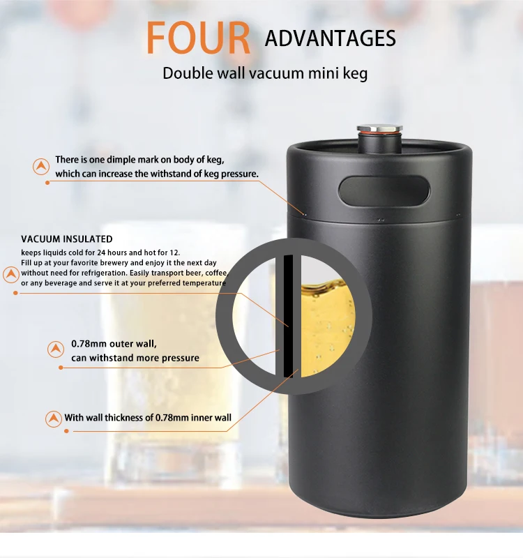 SS Reused Refill Vacuum Beverage Carbonated Mini Draft Beer Keg for ...