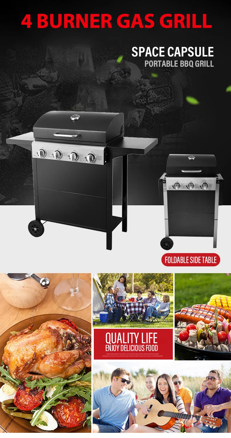 Outdoor Barbecue BBQ Gas Grill 4 Burner - Easy Assembly