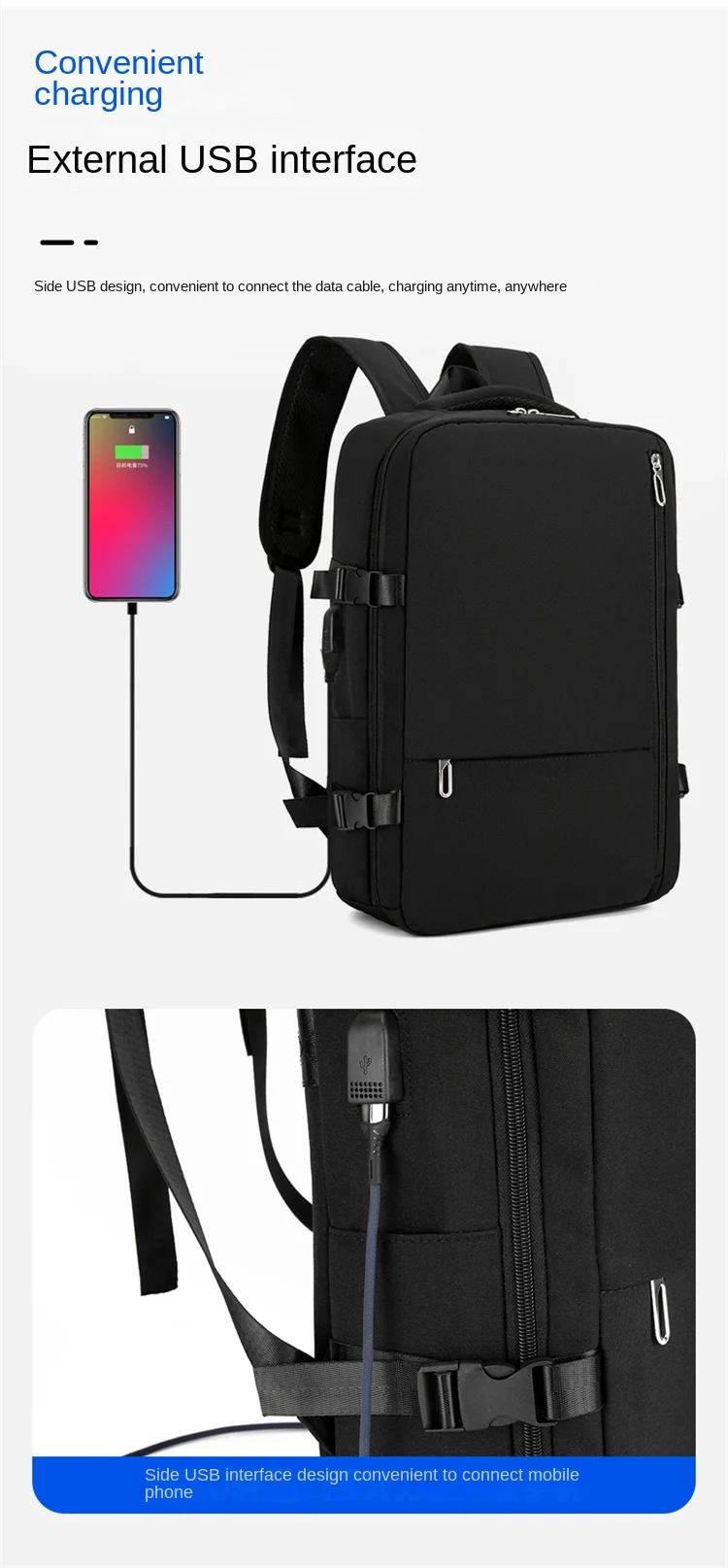 Unisex New Backpack Laptop Bag Oxford Fabric Waterproof Zipper ...