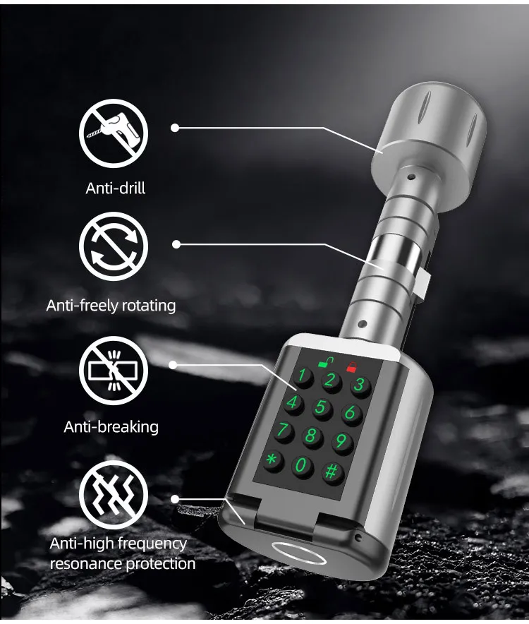 Tuya TTlock App Controlled Fingerprint Cylinder Lock Waterproof for ...