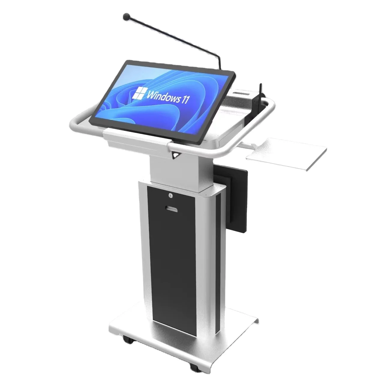 Dual Screen Lectern Electric Height-adjustable Podium Aluminum Body ...