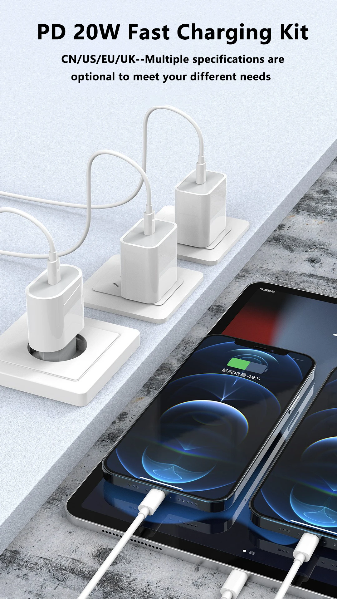 Original Fast Pd L Cables Wall Charger For Universal,Eu Us 20w Type-c ...