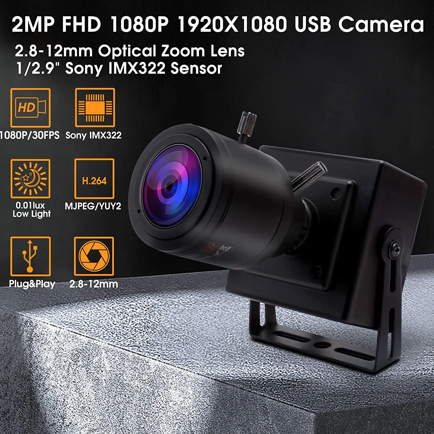 ELP Full HD 1080P H.264 Varifocal USB Webcam for Video Conferencing