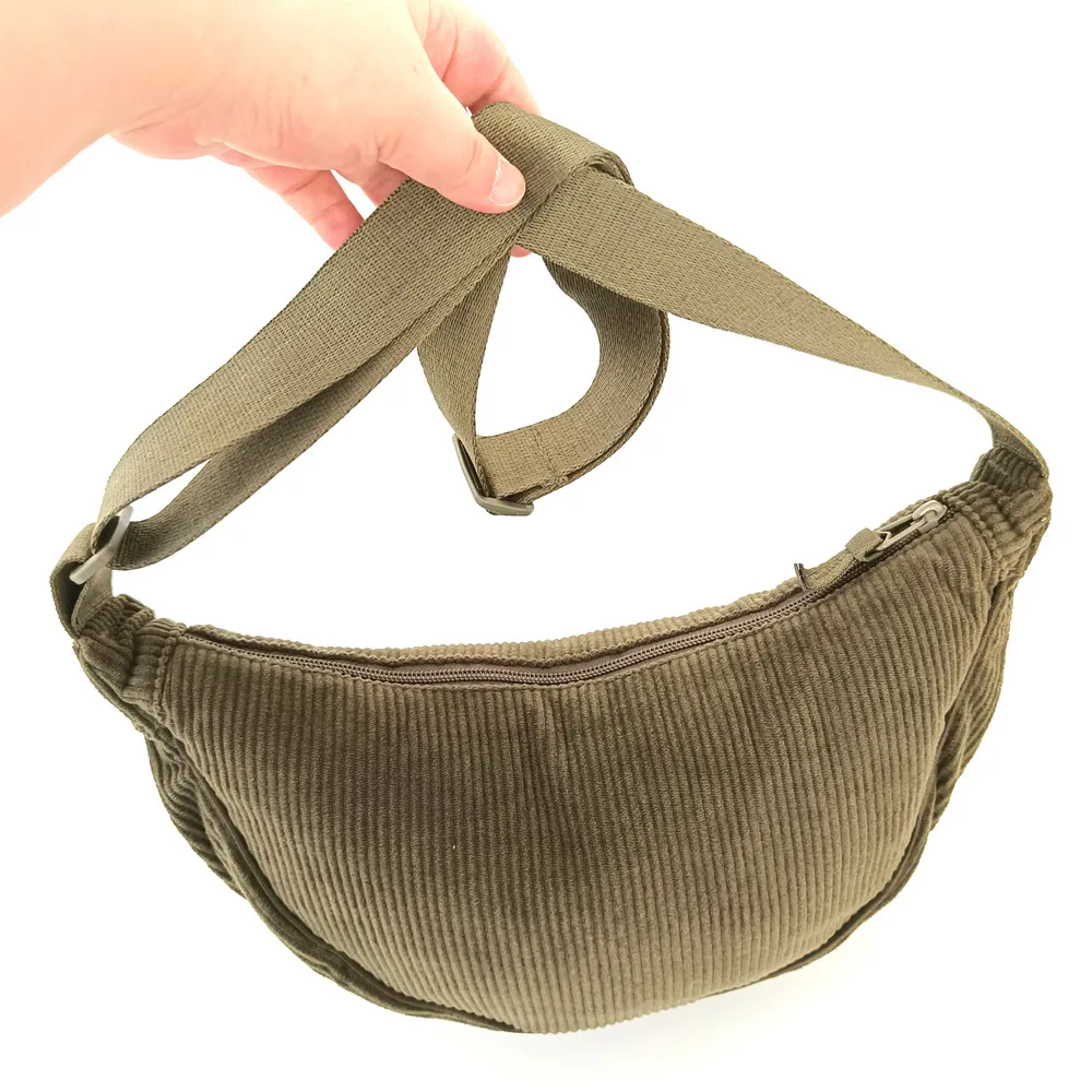Custom Trend Crescent Lightweight Corduroy Sling Dumpling Bags For Men ...
