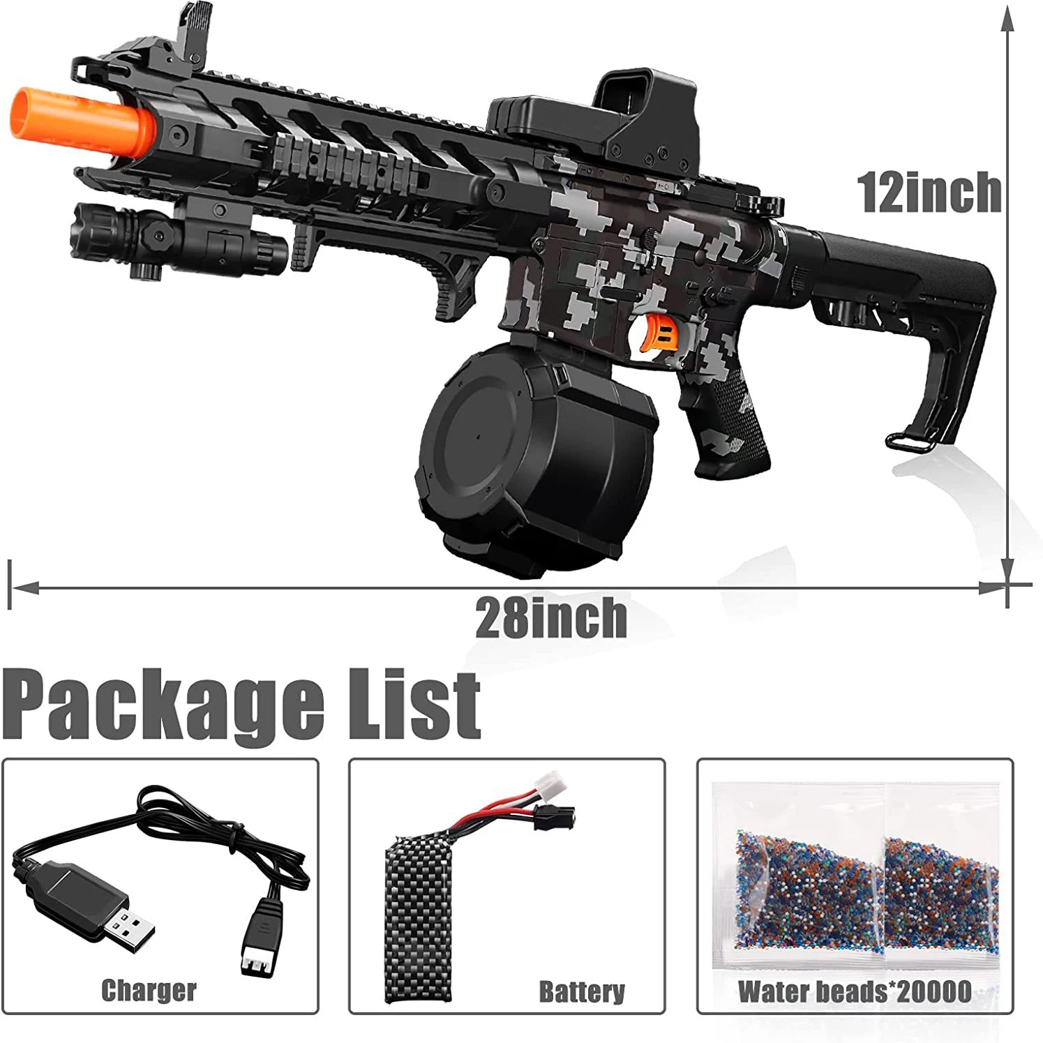 M4 Fully Automatic Rifle Gel Redesigned Telescoping Sniper Plastic Gel ...