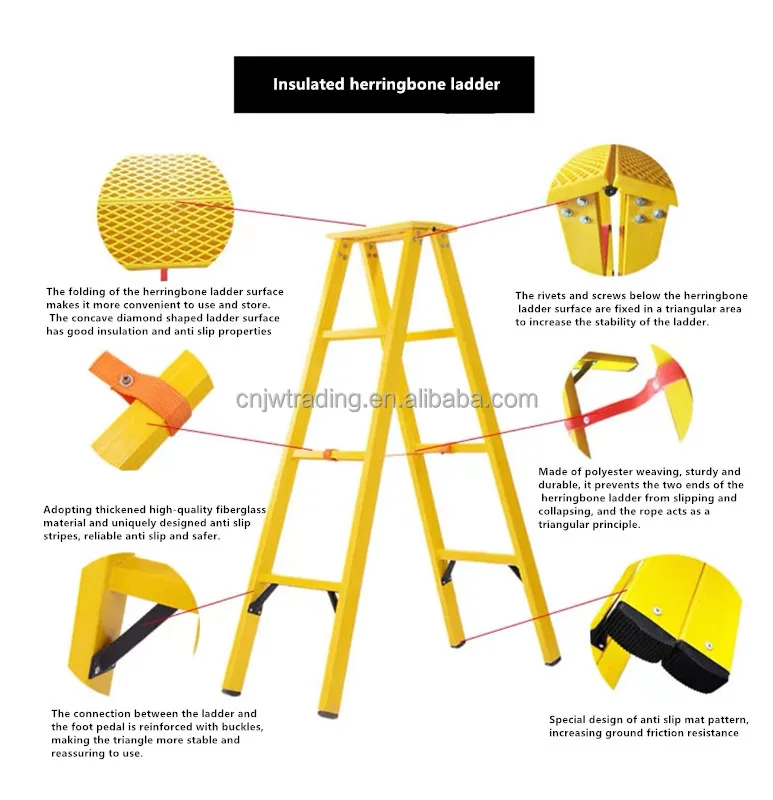 Insulated Herringbone Ladder Industrial Outdoor Frp Fiberglass Ladder ...