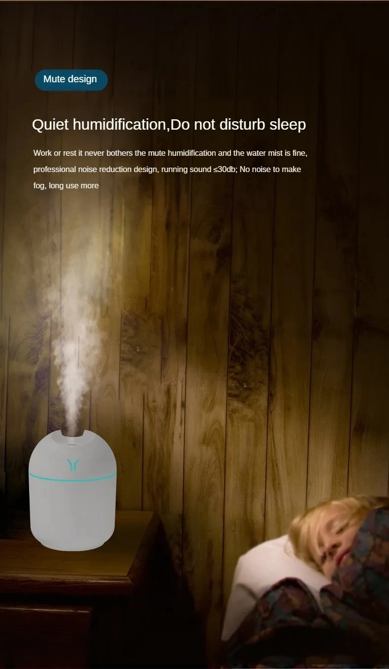 Mini Portable Cute Cool Mist Ultrasonic Air Humidifier Led Night Lamp ...