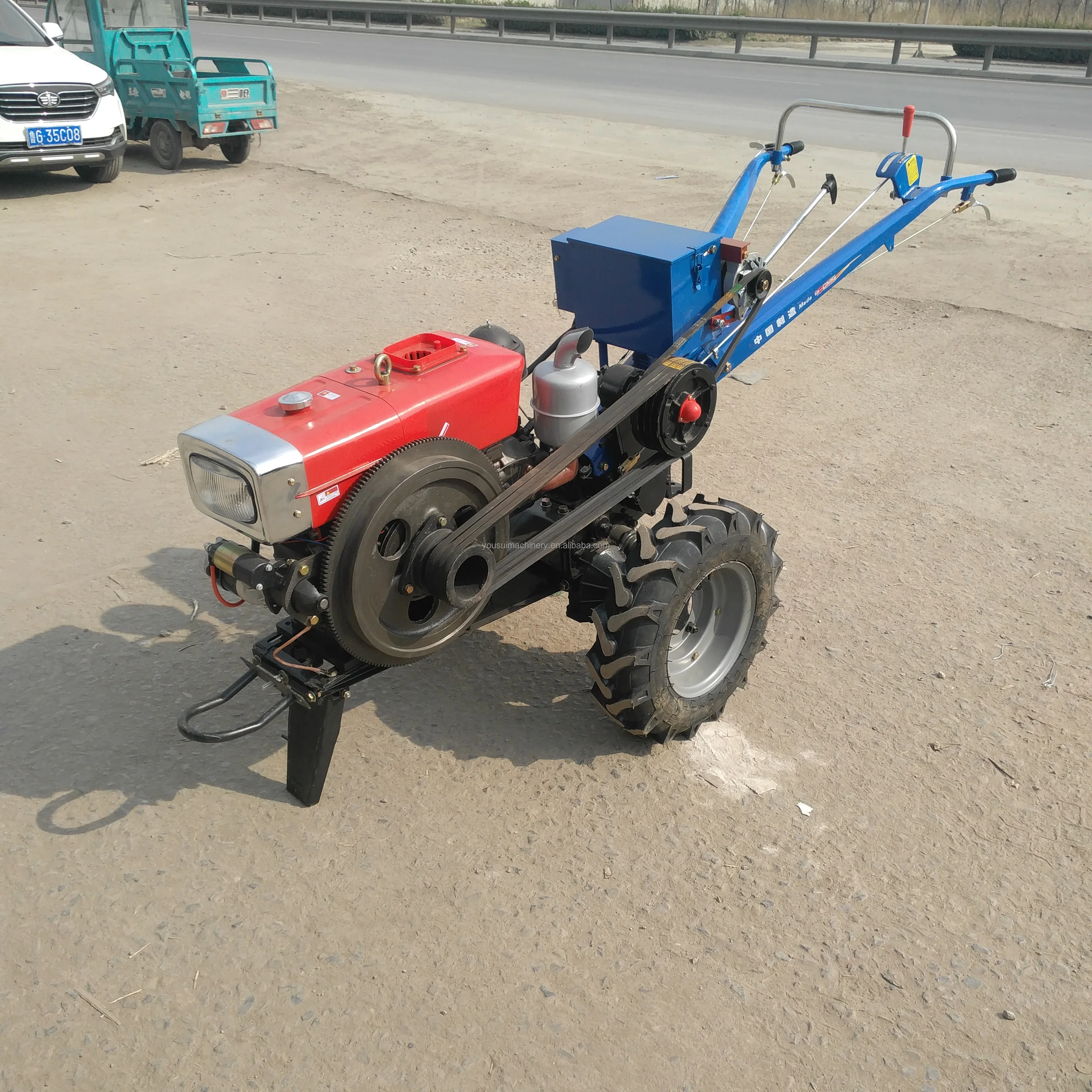 Hand Walking Tractors Two Wheels With Plough Rotavator Corn Wheat ...