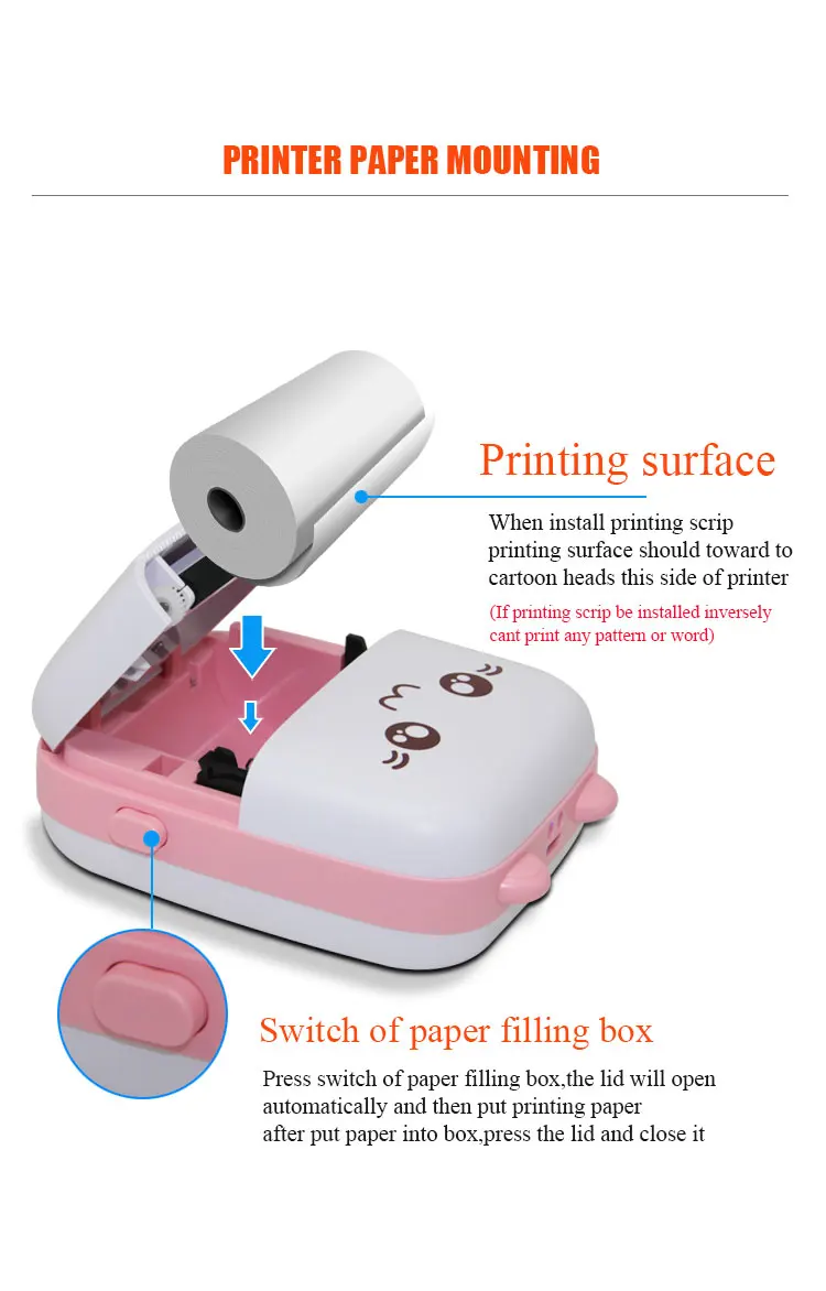 Mini Portable Thermal Pocket Mobile Printer Stickers Label Photo ...