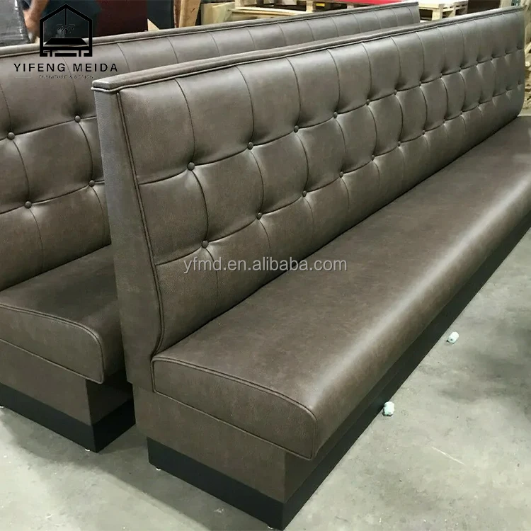 Customizable Size Tufted Leather Restaurant Booth L U Shape Modern ...