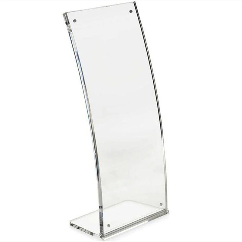 Free Standing Curved Acrylic Tall Sign Holder Clear Acrylic L Shaped ...
