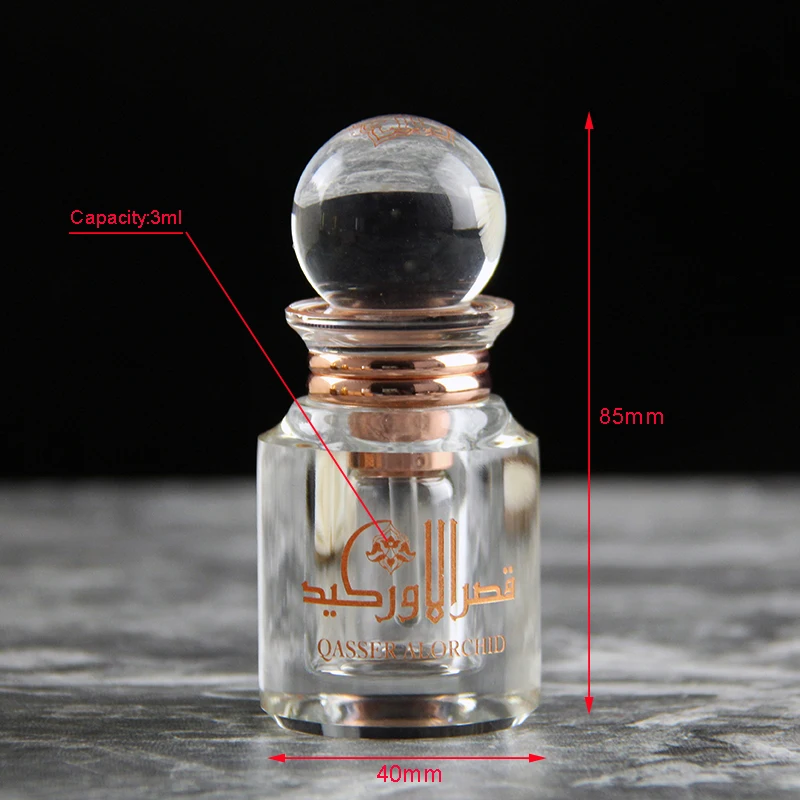 New Design Round 3ml Crystal Perfume Empty Glass Arabic Oil Bottle With ...