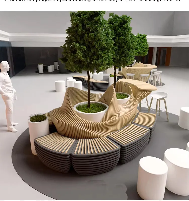 Modern Wood Waiting Area Bench - Multi-Seater Airport & Mall Rubber ...