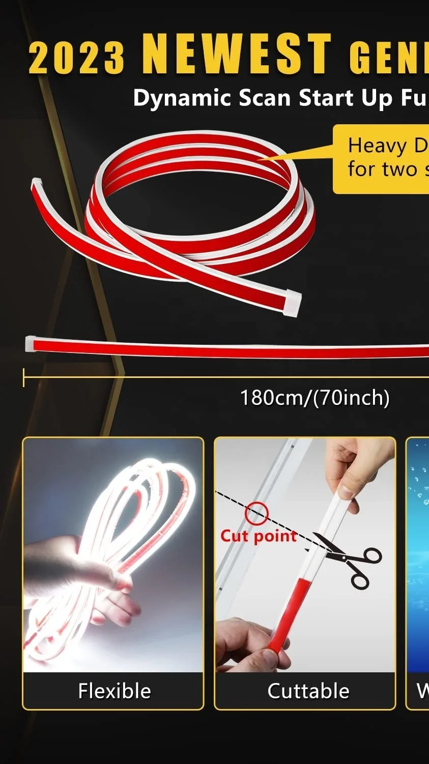 For Car Truck Suv 59 Inch 12v White Dynamic Scan Start Up Headlight ...