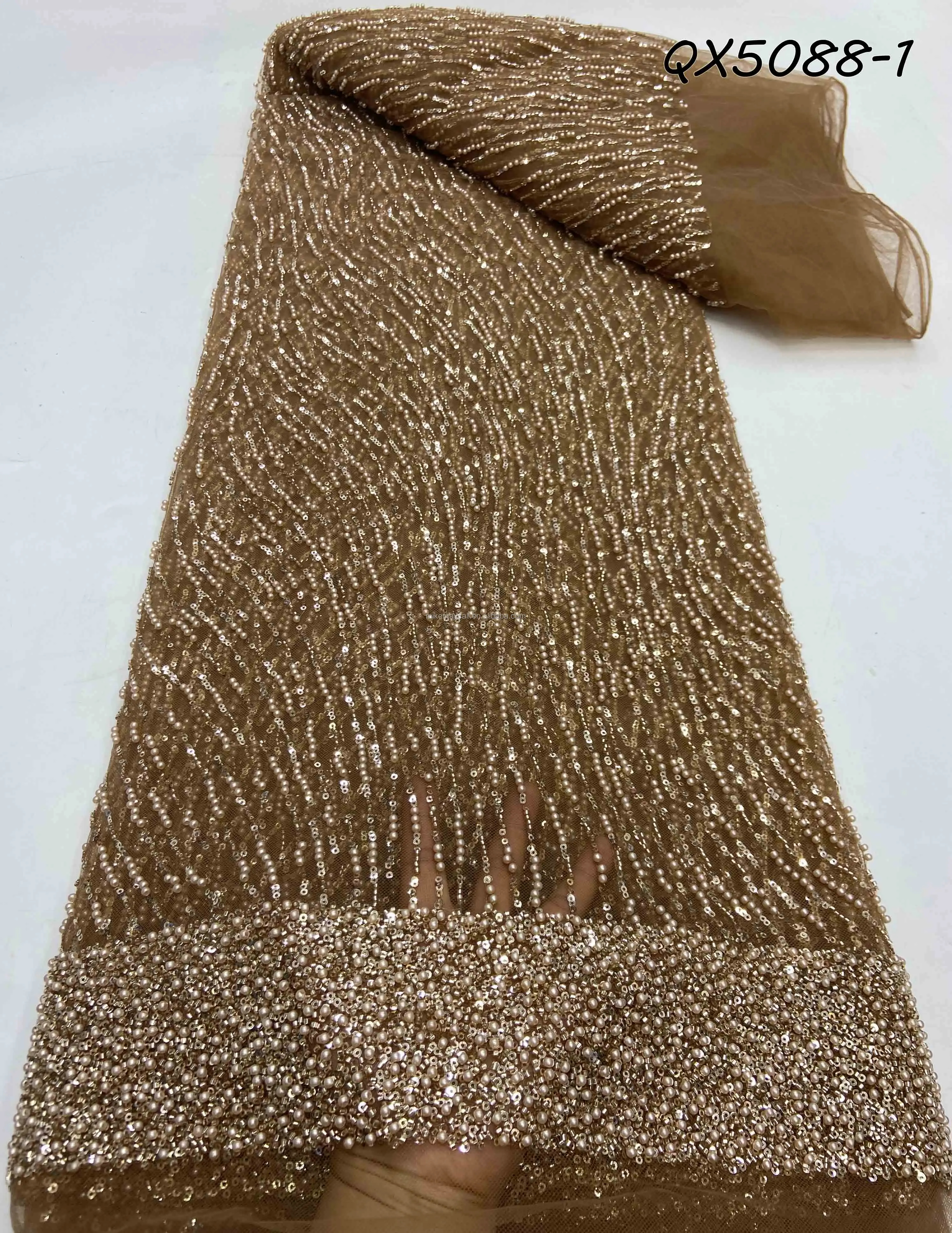 Nigerian Heavy Blown Lace Beaded Fabric Embroidery Tassels Beaded ...