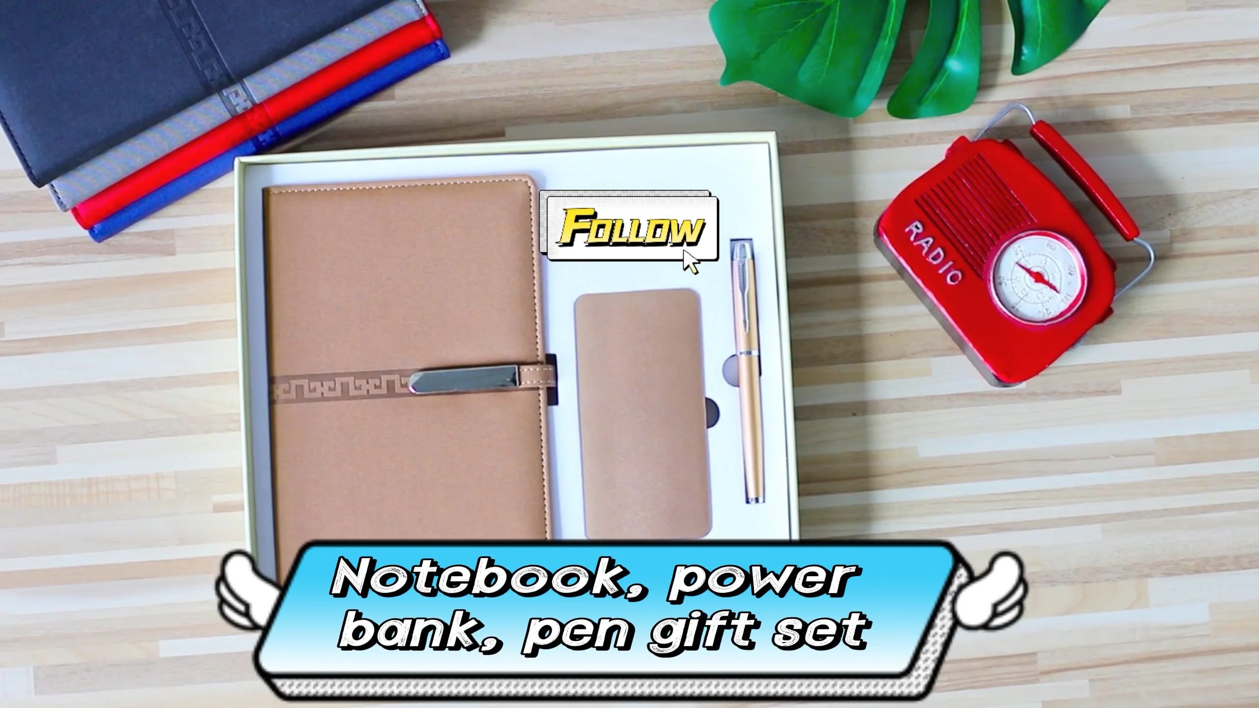 2024 New Product Set A5 Pu Notebook Power Bank Pen Usb Keychaon Gift ...