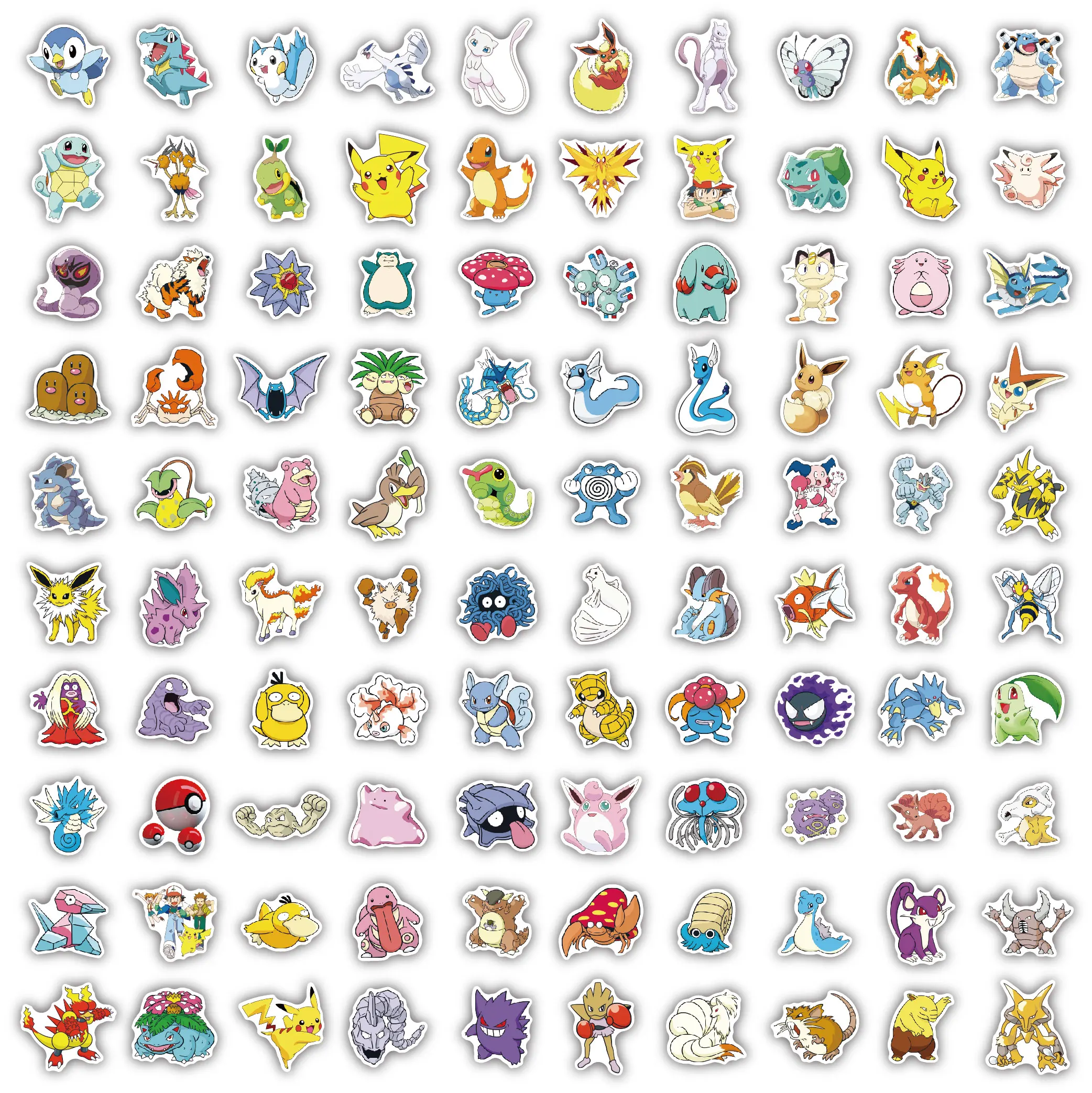 ZY2320 100pcs Japan Anime Pokemon Decorative Stickers
