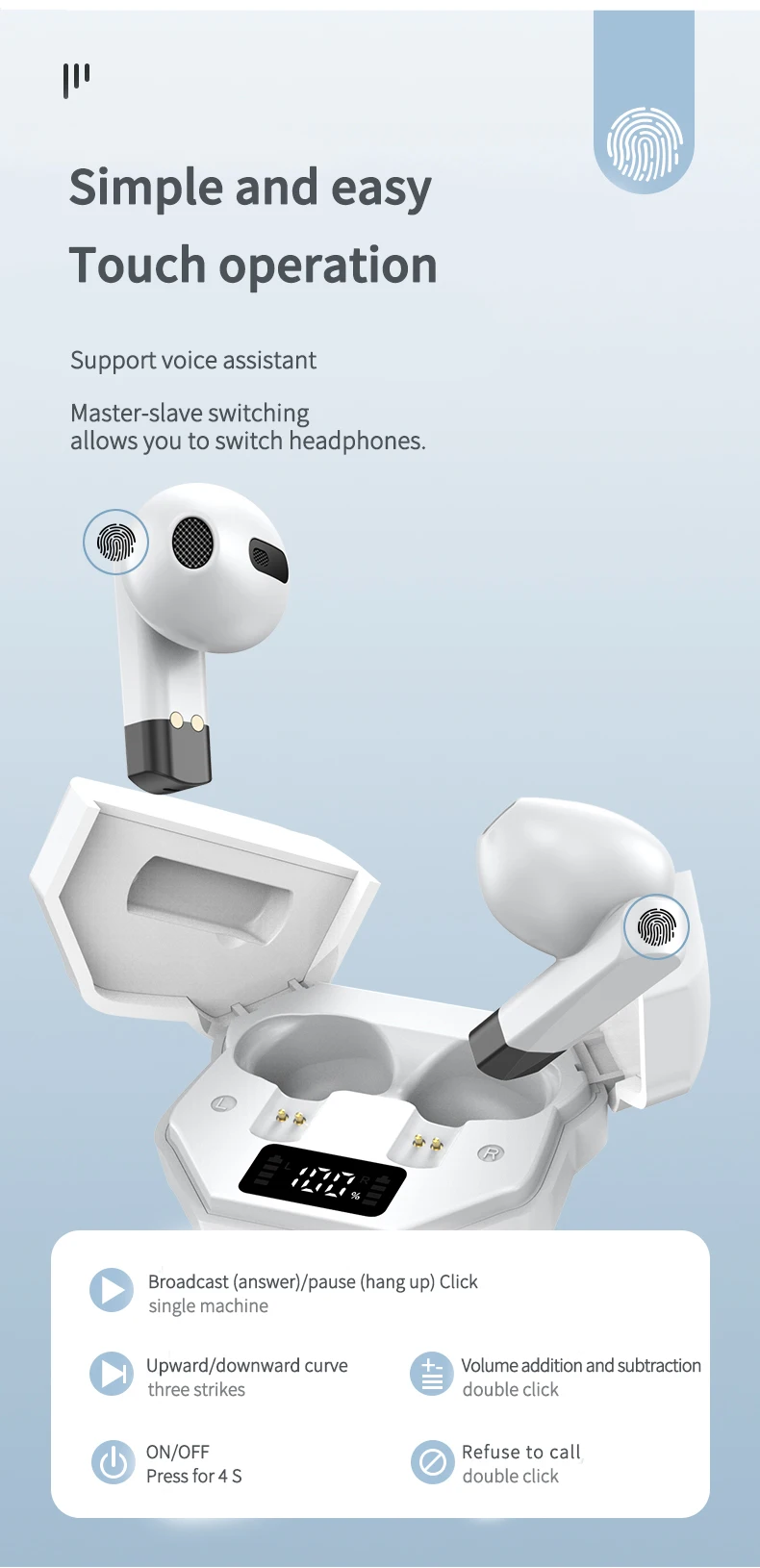 F72 Led Light Enc Tws Earbuds Hifi Headphone Sport Earphone Headset ...