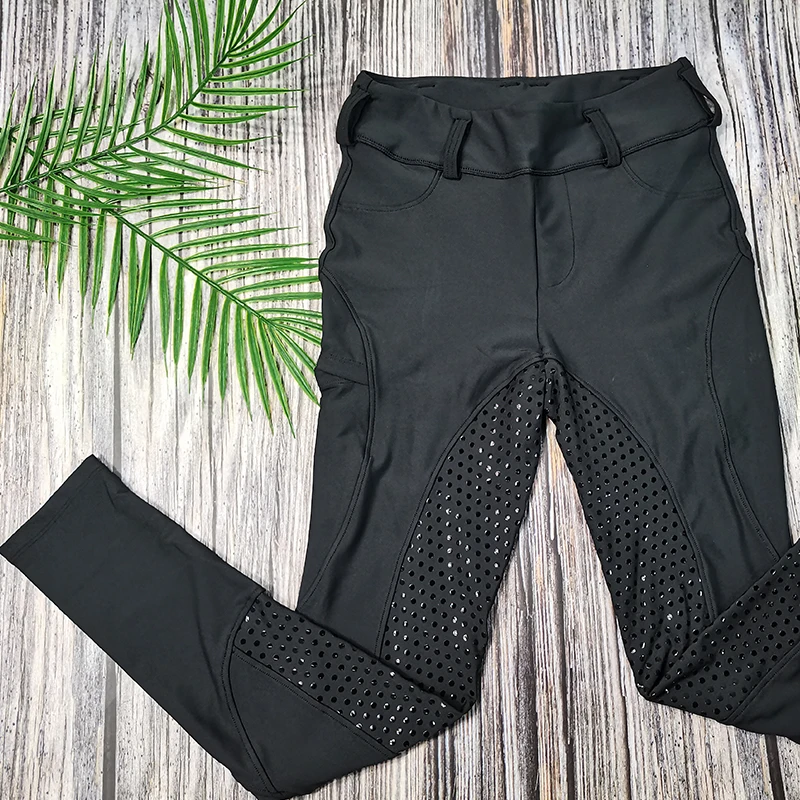 Custom Logo Black Horse Riding Breeches for Equestrians