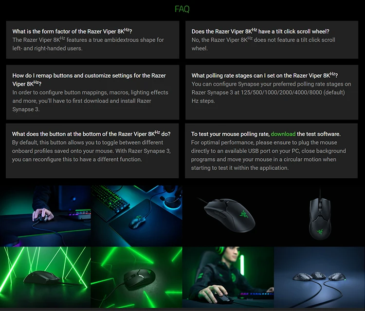 Razer Viper 8KHz Ultralight Ambidextrous Wired Gaming Mouse Fastest ...