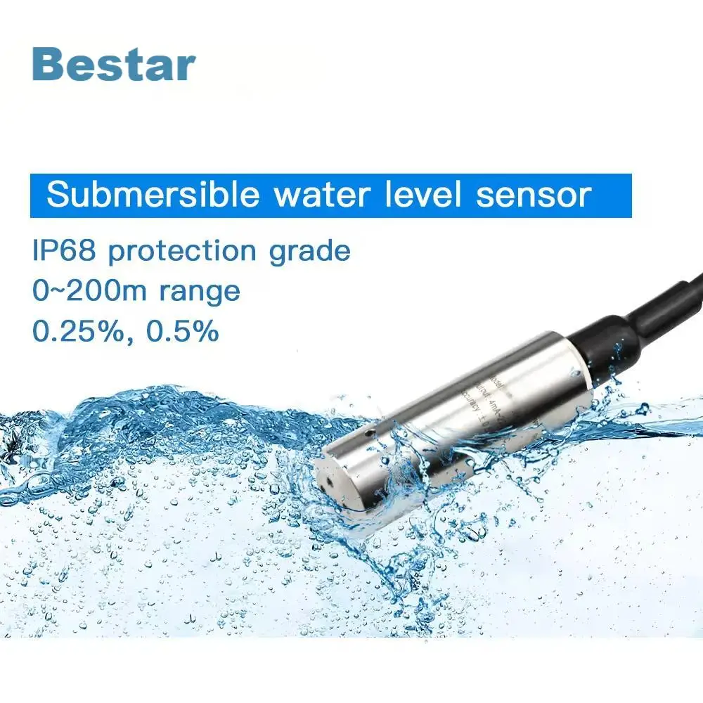 Submersible Hydrostatic Water Level Sensor 4-20mA 0-10V Explosion Proof ...