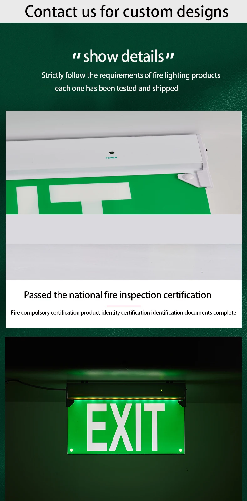 Tuoming North American Standard Rechargeable Emergency Exit Lights Led ...