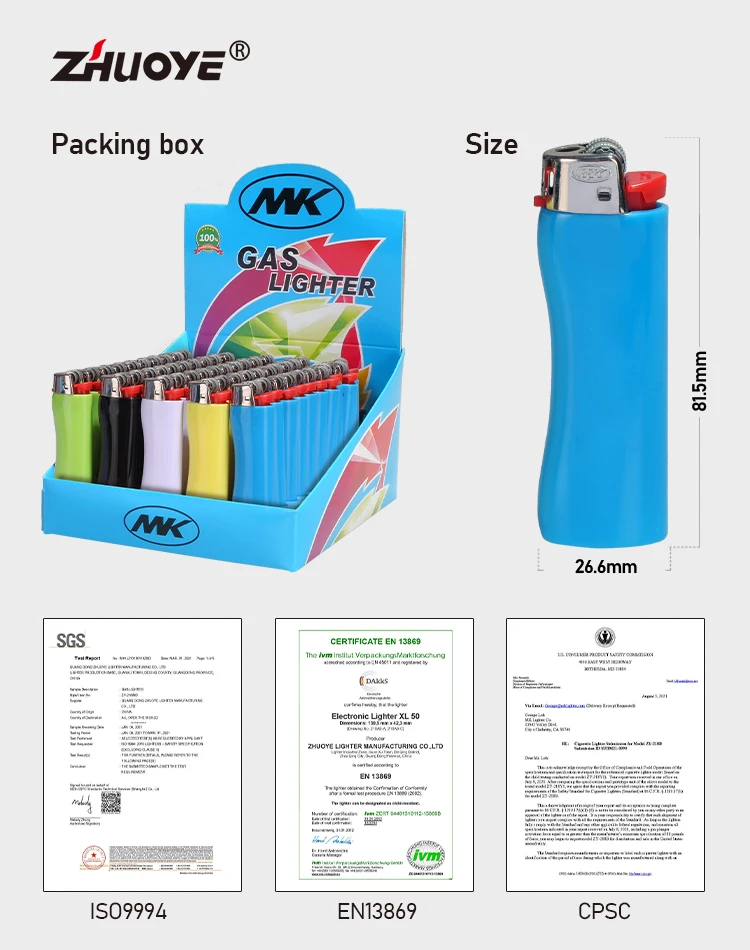 Custom LOGO Lighters - Durable Plastic Gas Lighters