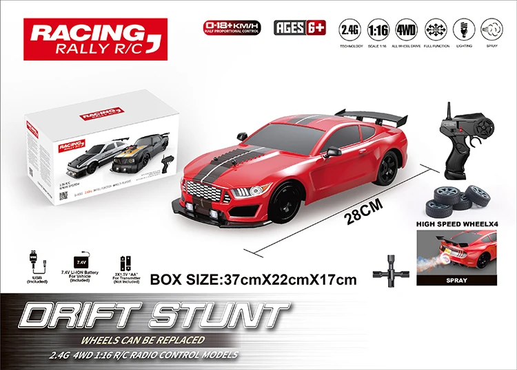 SC16 1/16 Scale Off-Road RC Drift Car - 4WD Remote Control Vehicle Toys ...