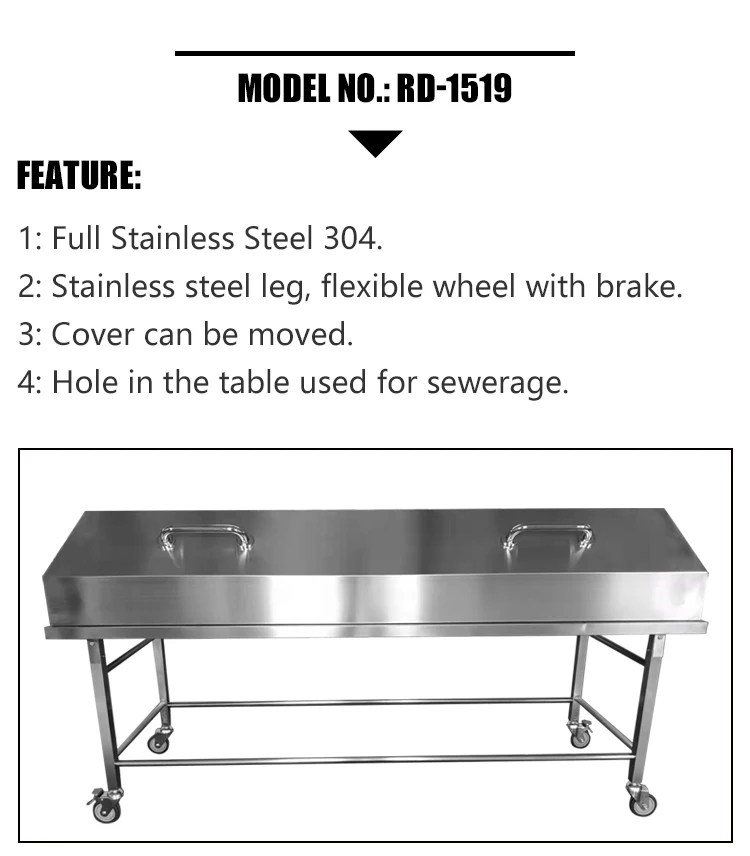 Stainless Steel Mortuary Trolley - Efficient Cadaver Transport