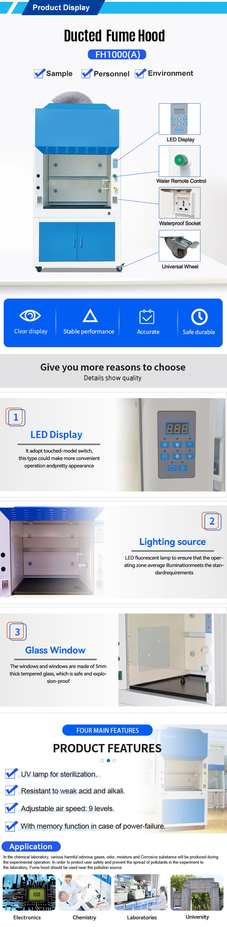 Biobase Ducted Fume Hood Adjustable Air Speed Ducted Fume Hood For ...