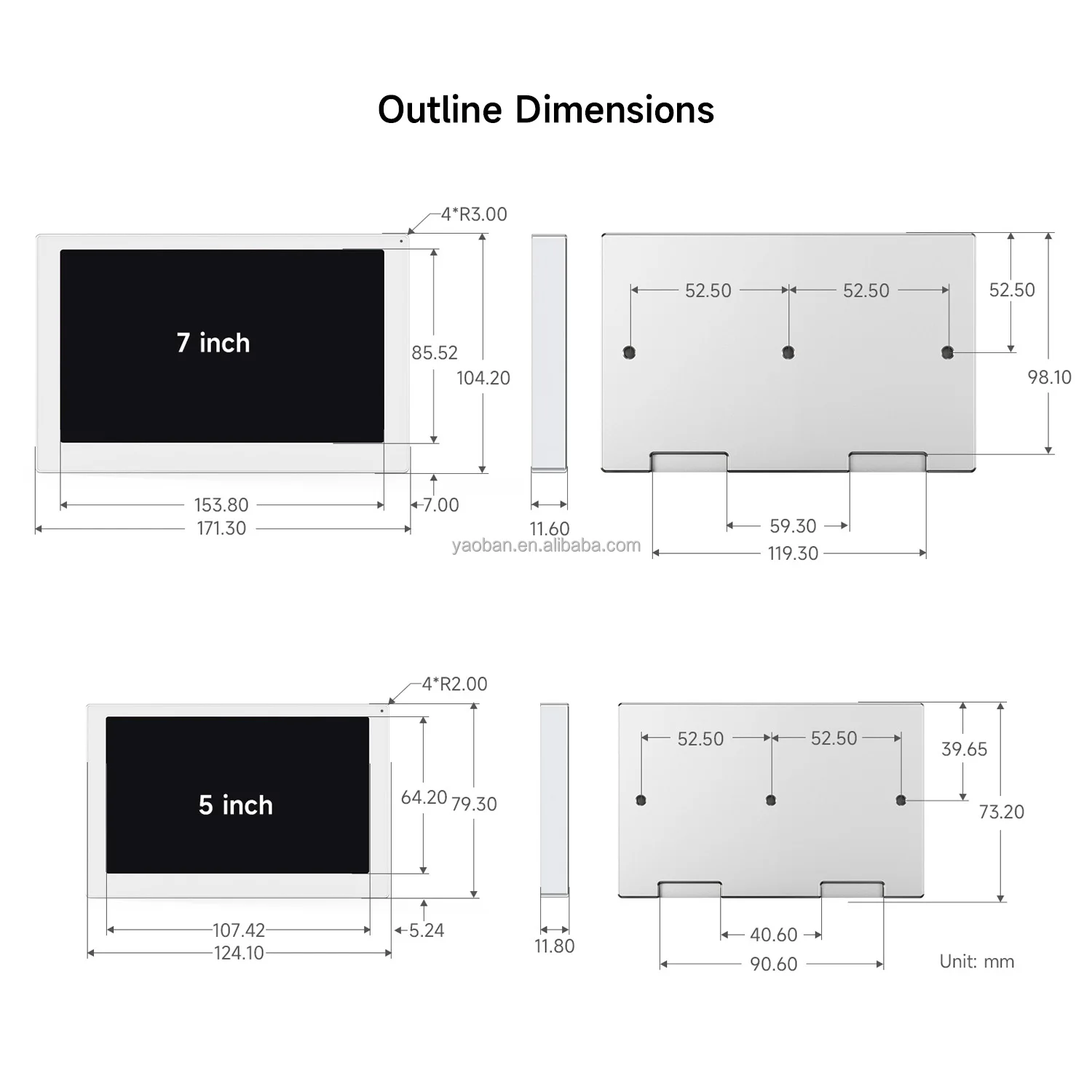 Waveshare 5/7 Inch Usb Monitor,Pc Case Secondary Screen / Desktop Rgb ...