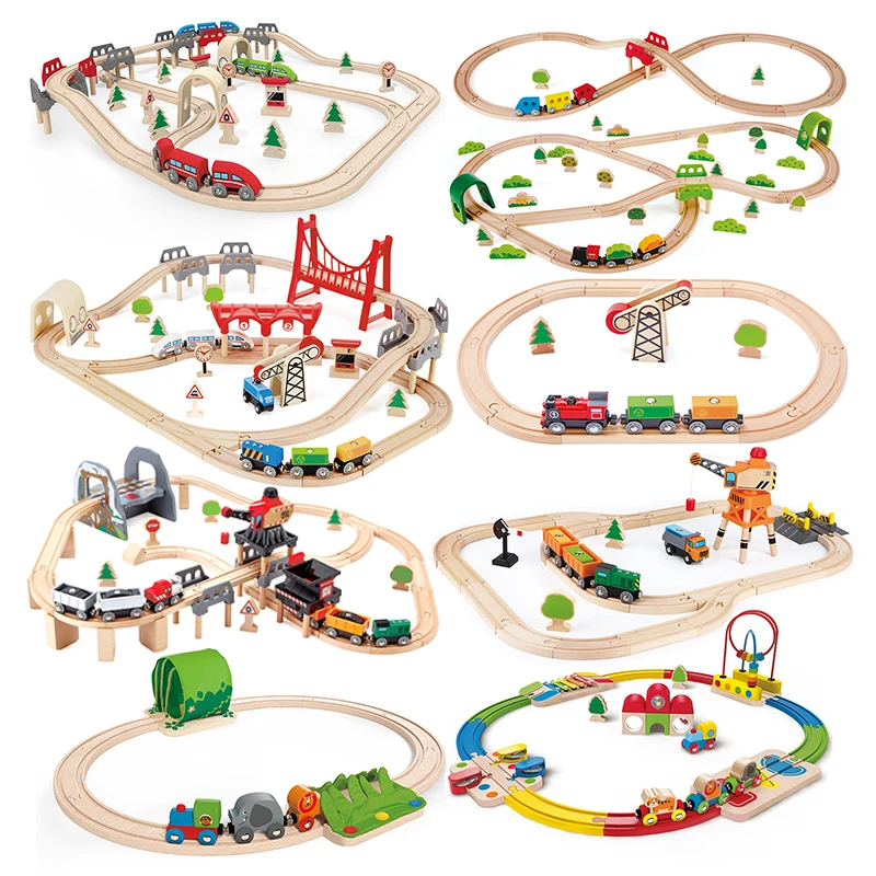 Wooden Toy Train Deluxe Railway Set Children Ladder Track Car Toys ...