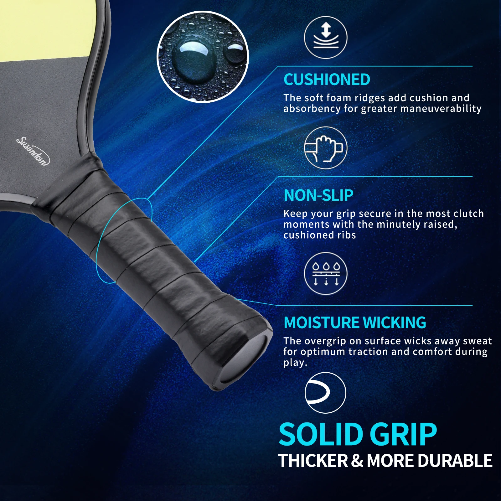 Susimdom Custom Pro Pickle Ball Set Paddle Fiberglass Pickleball Racket ...