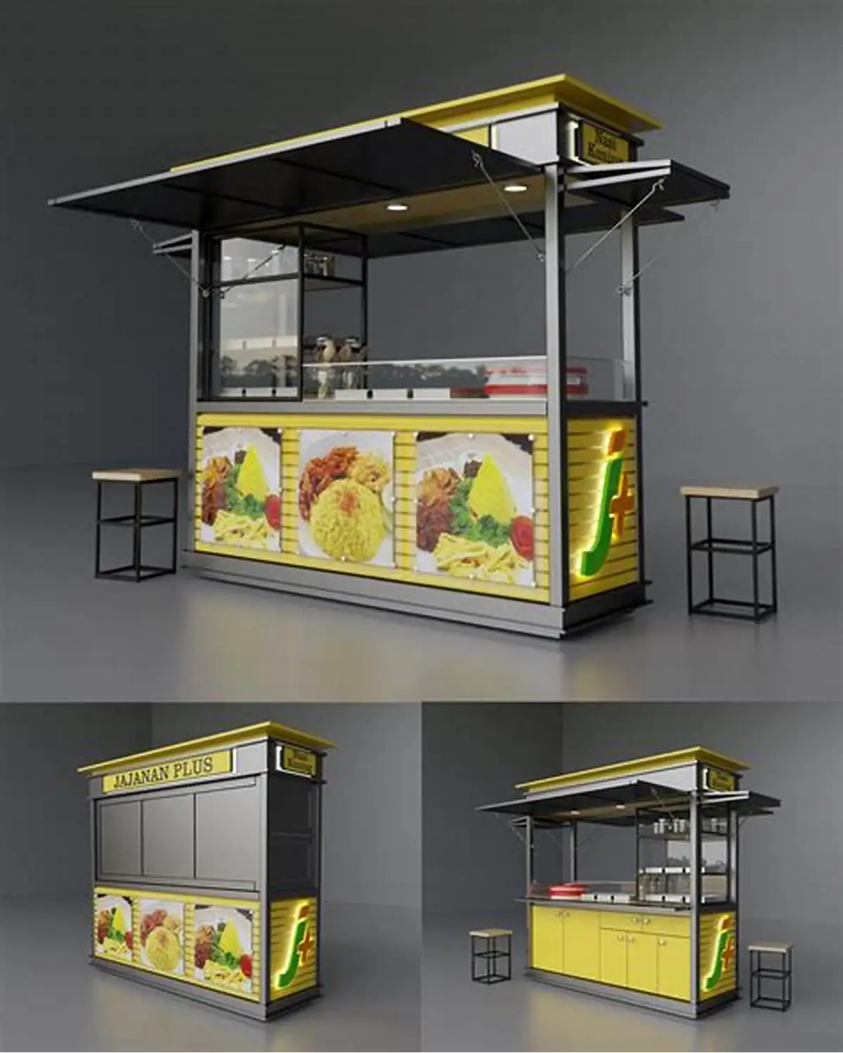 Movable Food Kiosk Waffles Shop Cart for Sale - Modern Design