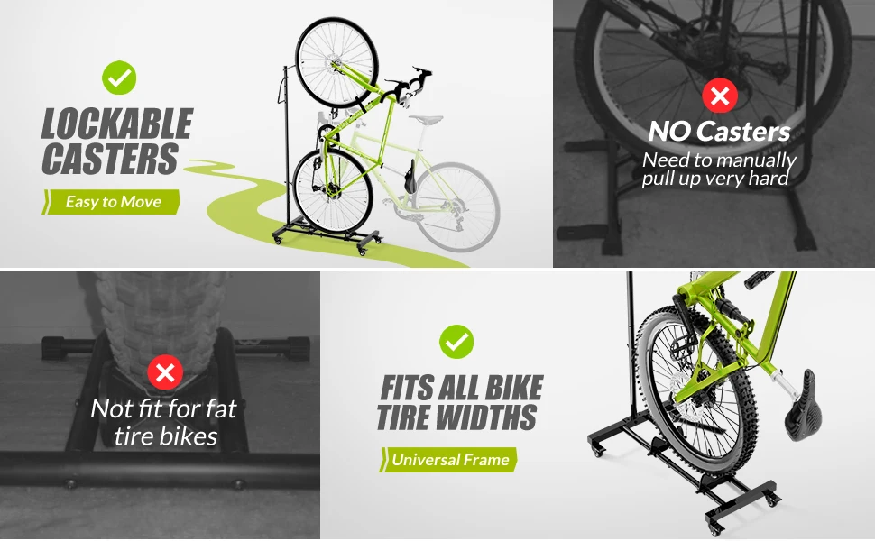 Upright Bike Stand Vertical & Horizontal Adjustable Height Bike Storage ...
