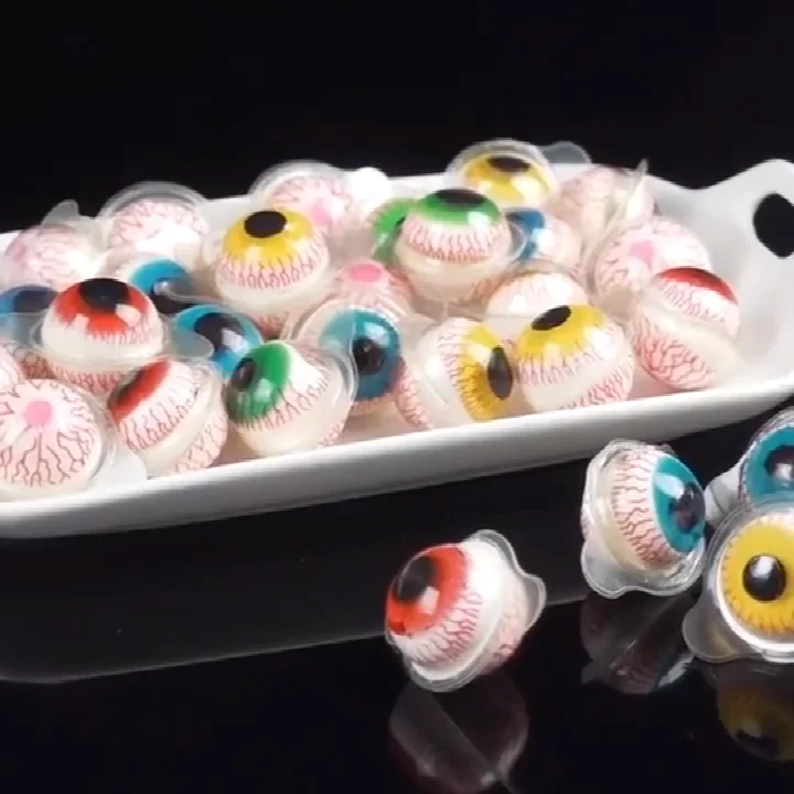 50pcs Per Box Eyeball Jelly Soft Fruit The Earth With Fruity Center Halloween Chew Soft Candy ...