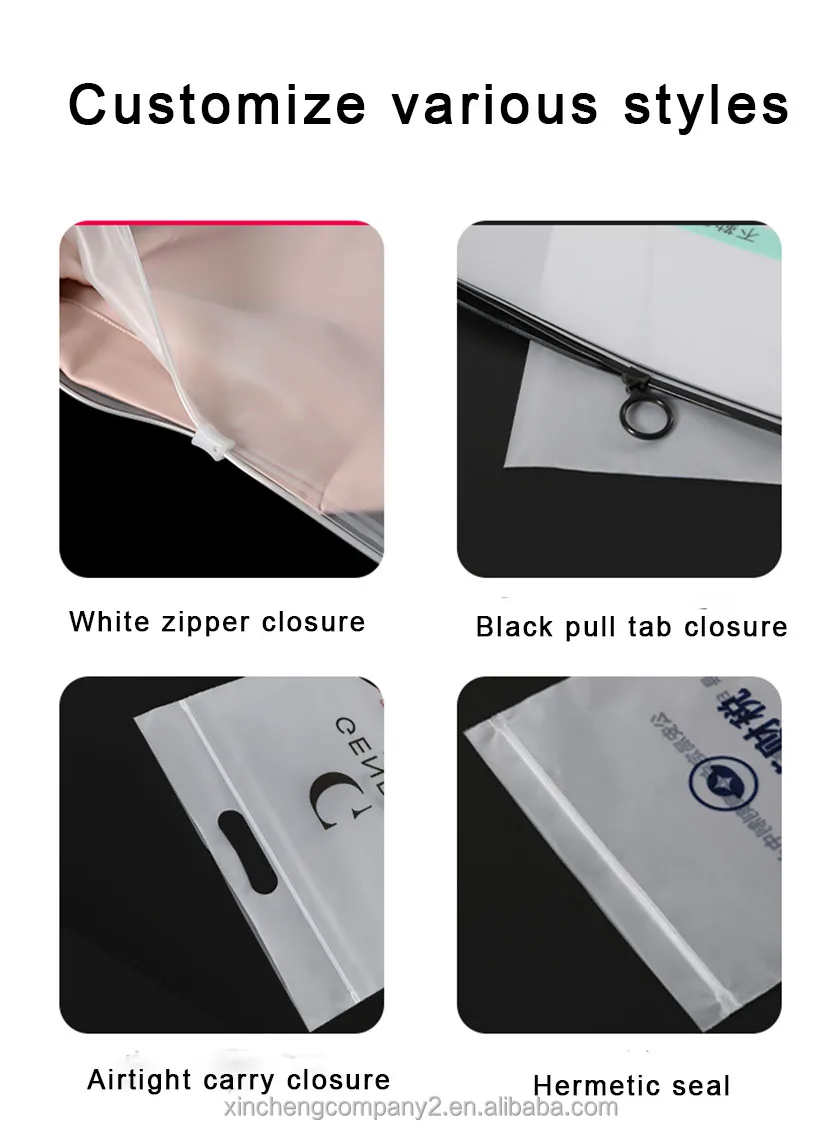 Custom Zipper Lock Custom Frosted Zipper Bags Zipper Garment Packaging ...
