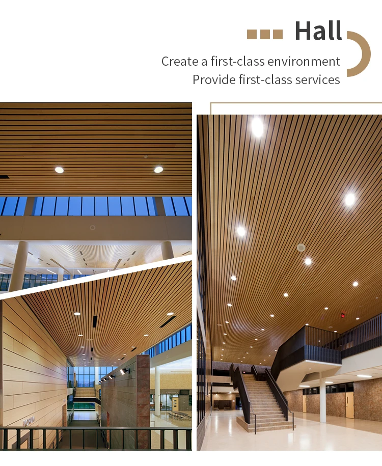 3D Suspended Ceiling WPC Linear Modern Interior Ceilings