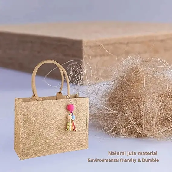 Women's Large Capacity Jute Tote Bag - Customizable & Durable