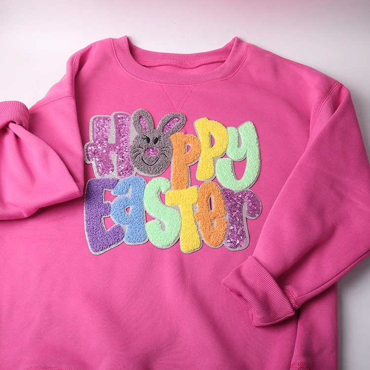 Wholesale Bunny Easter Chenille Patches Glitter Iron On Over Sized ...