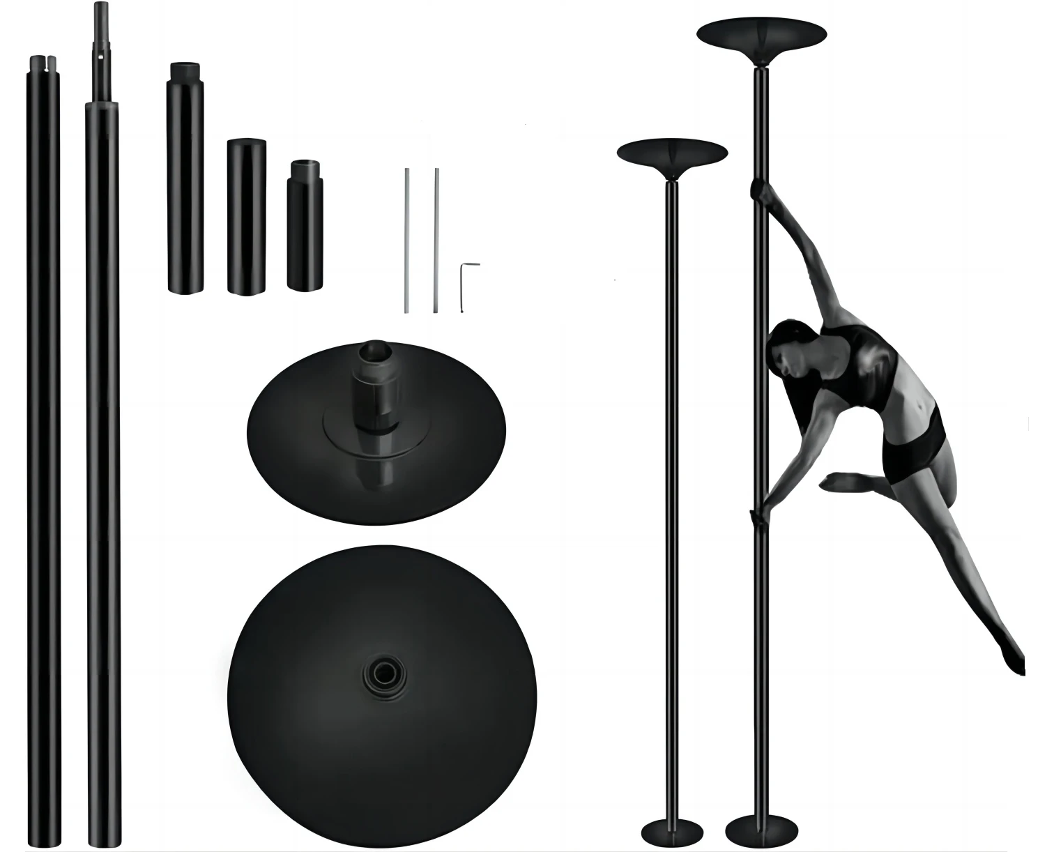 Portable Adjustable Black Dancing Pole Kit Extension