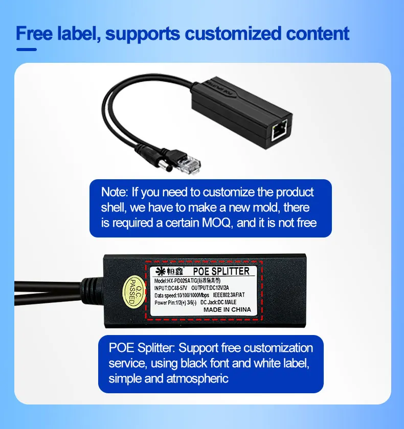 Active 48V to 5V POE Splitter - 10/100mbps Ethernet Injector