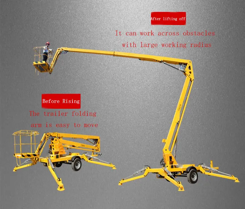 Mounted Aerial Working Boom Trailer Mounted Boom Man Lift 8m Portable ...