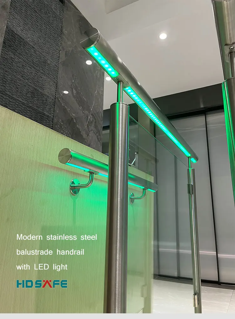 Stainless Steel LED Handrail Railing Design for Stairs