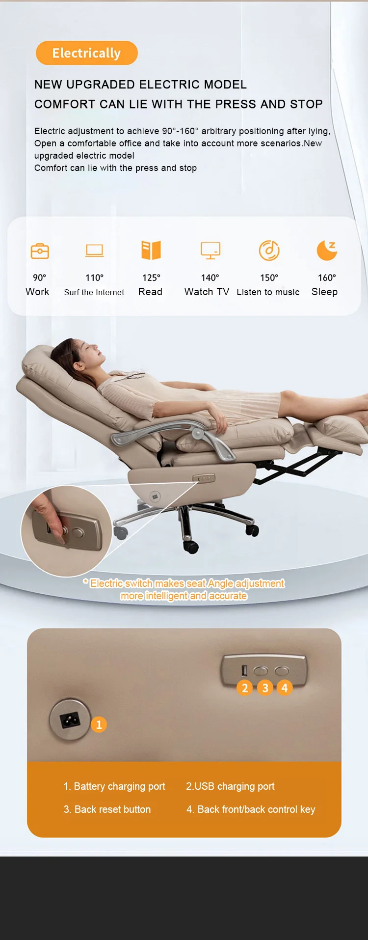 Electric Boss Chair Reclinable Leather Large Class Chair Comfortable ...