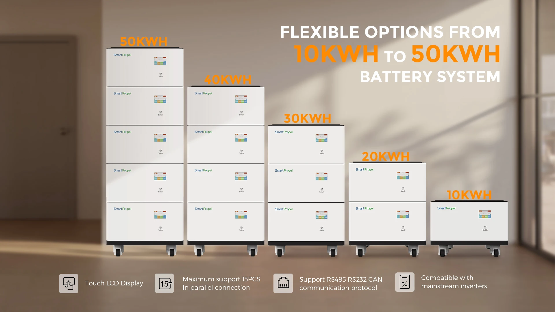 Stackable 48V 800ah Battery - 40kwh Lithium Lifepo4 Power