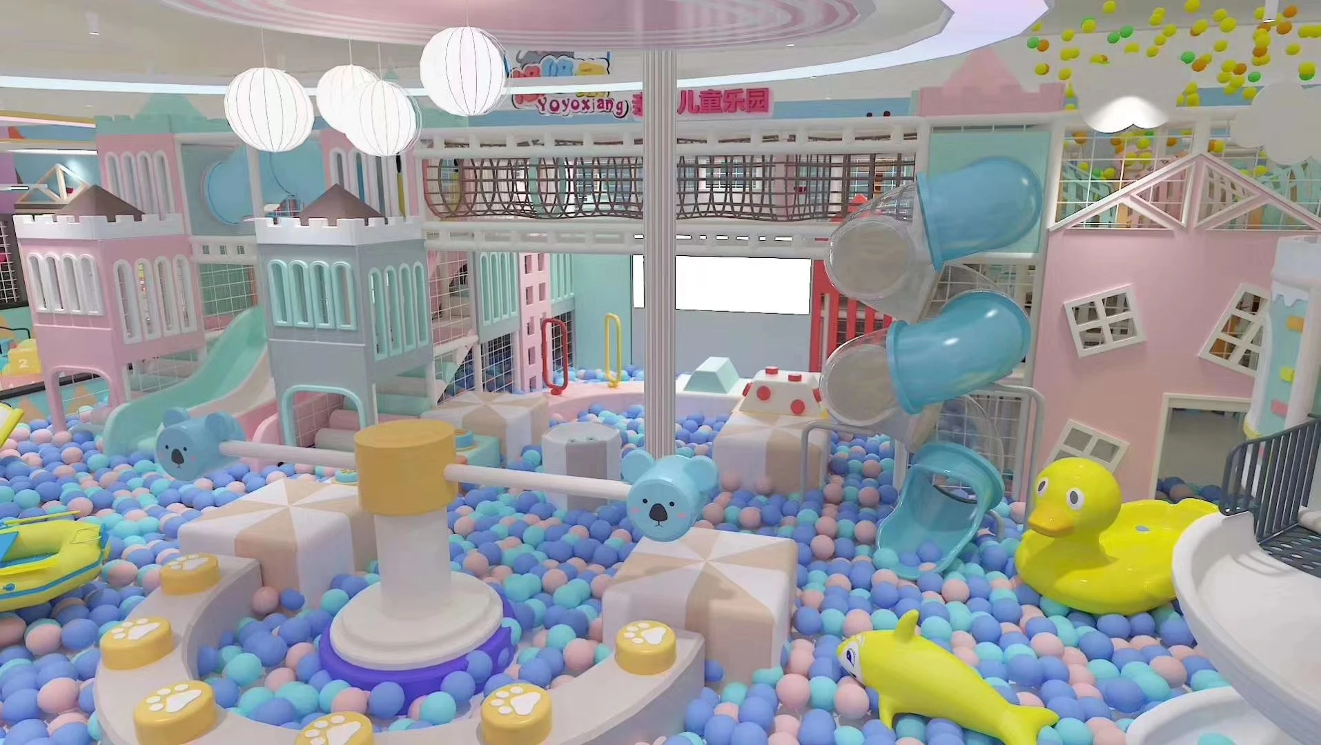 Fantasy Budget-Friendly Kids Slides Indoor Plastic Playground Sweet Adventure Candy Wonderland ...